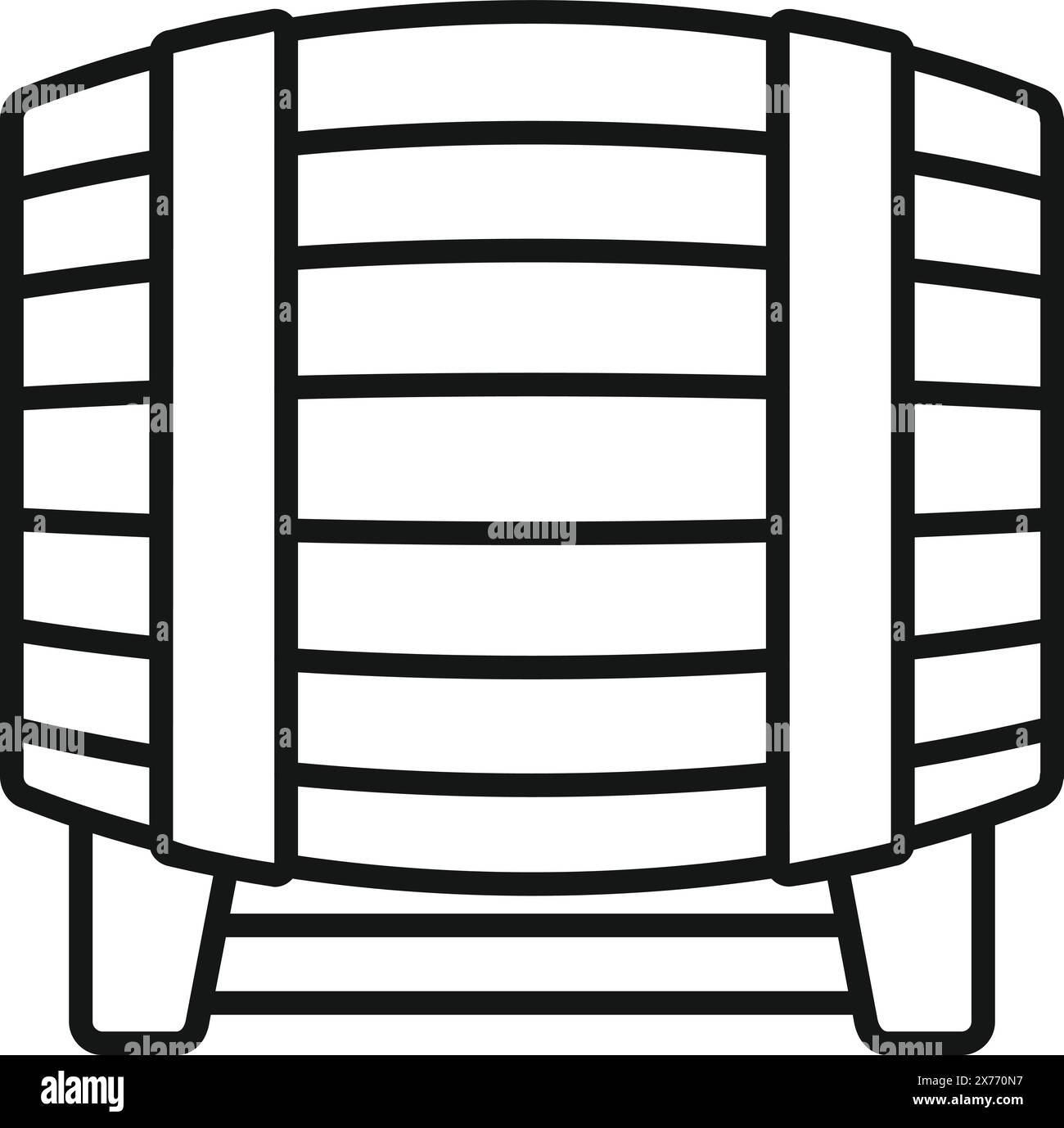 Black and white line drawing of a classic wooden barrel, suitable for ...