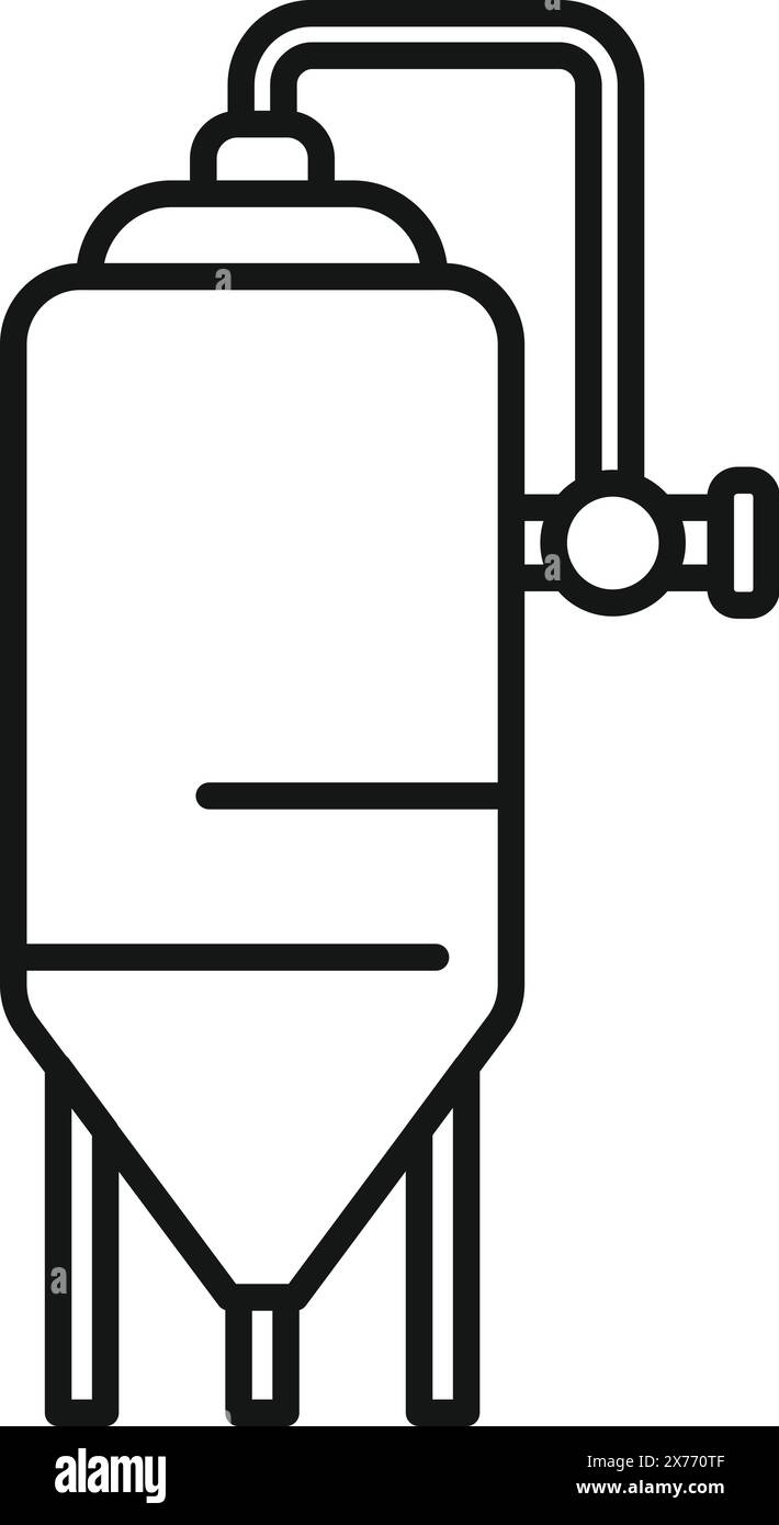Vector icon featuring a simplistic outline of a fermentation vessel ...