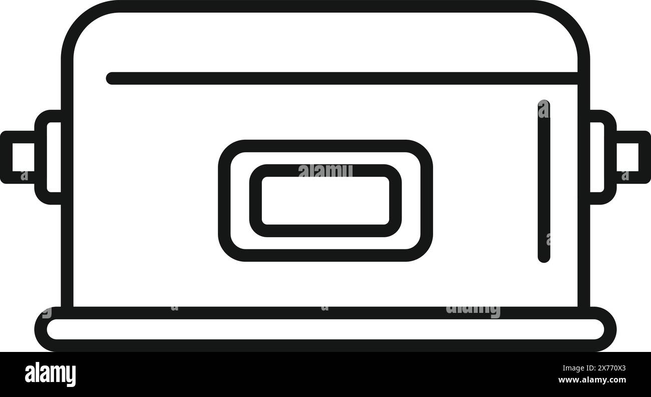 Black and white line drawing of a contemporary toaster, ideal for ...