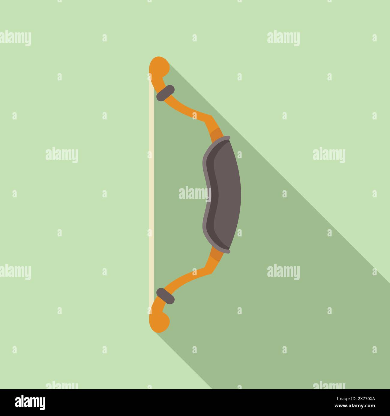 Flat vector illustration of a bow saw with shadow on a pastel green ...