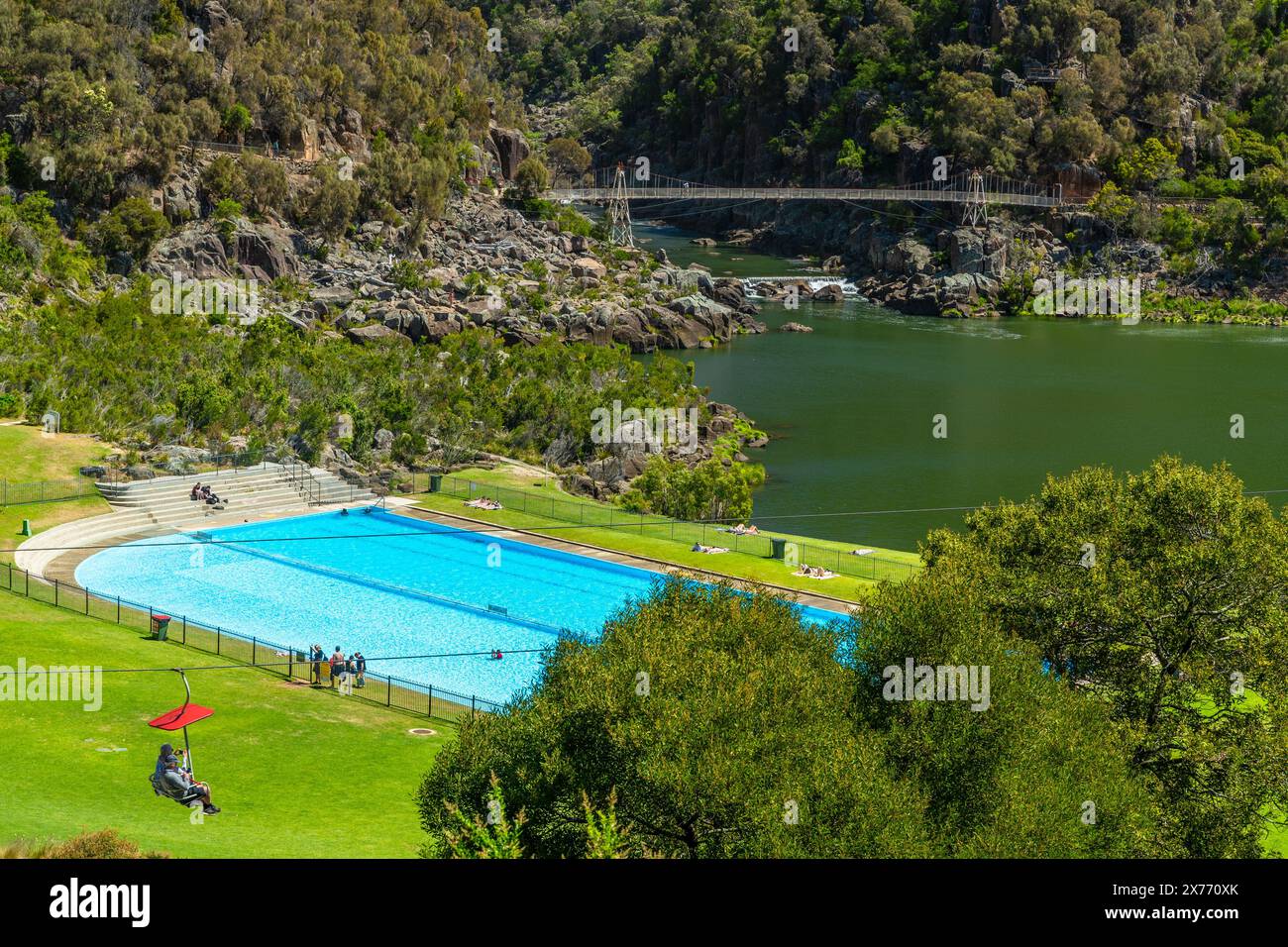 Cataract Gorge in Launceston, Tasmania, Australia. The popular parkland ...