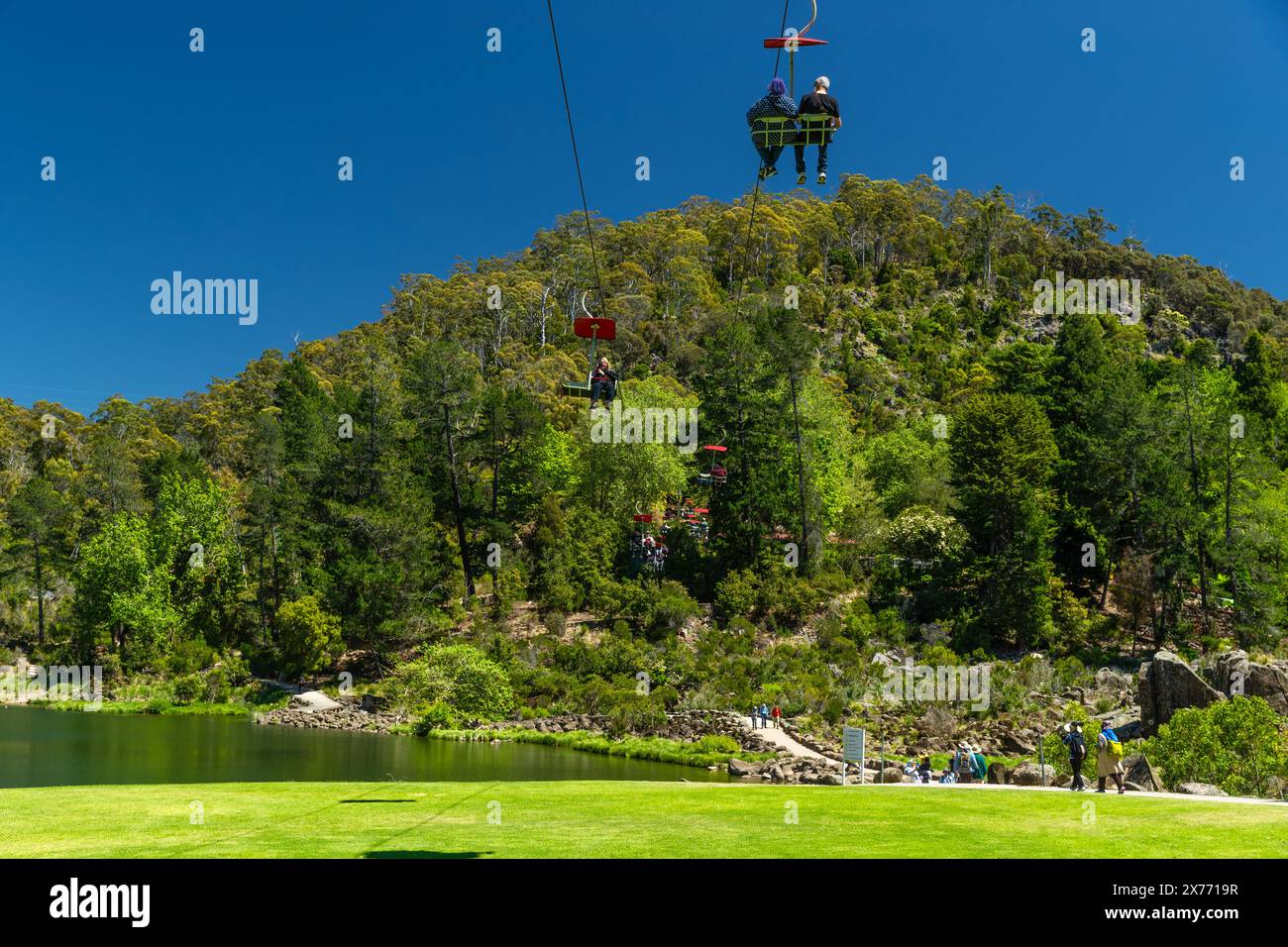 First Basin and the chairlift in Cataract Gorge in Launceston, Tasmania ...
