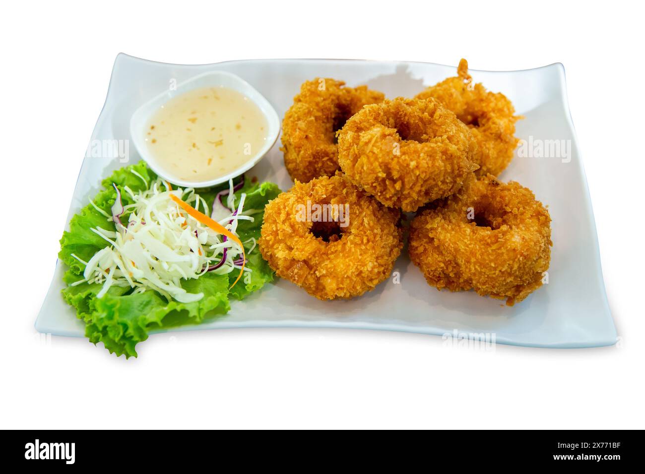Die cut of Crispy Thai Prawn Cake on white isolated Stock Photo - Alamy
