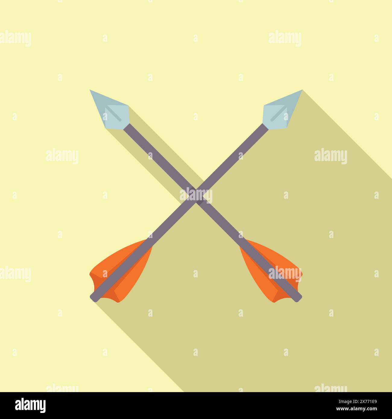 Flat design of two crossed arrows with a modern shadow effect on a ...