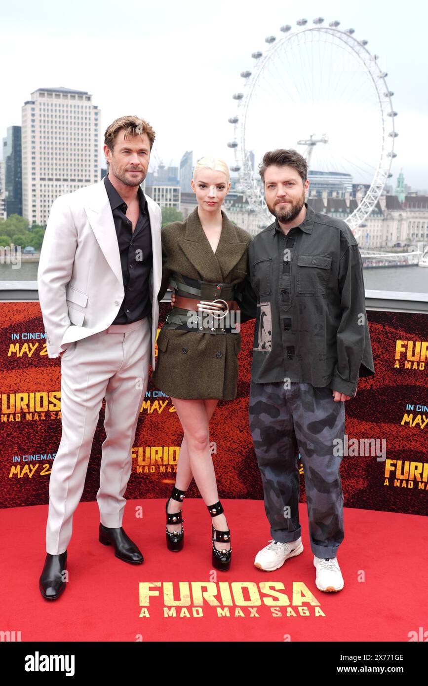 Chris Hemsworth, Anya Taylor-Joy and Tom Burke attending a photo call ...