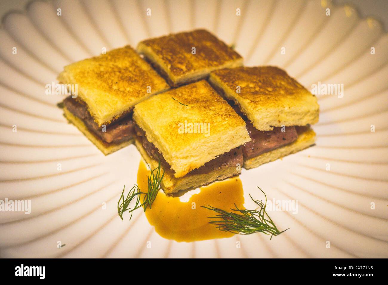 Grilled A5 Marbled Japanese Wagyu Steak in between toasted Sandwich ...