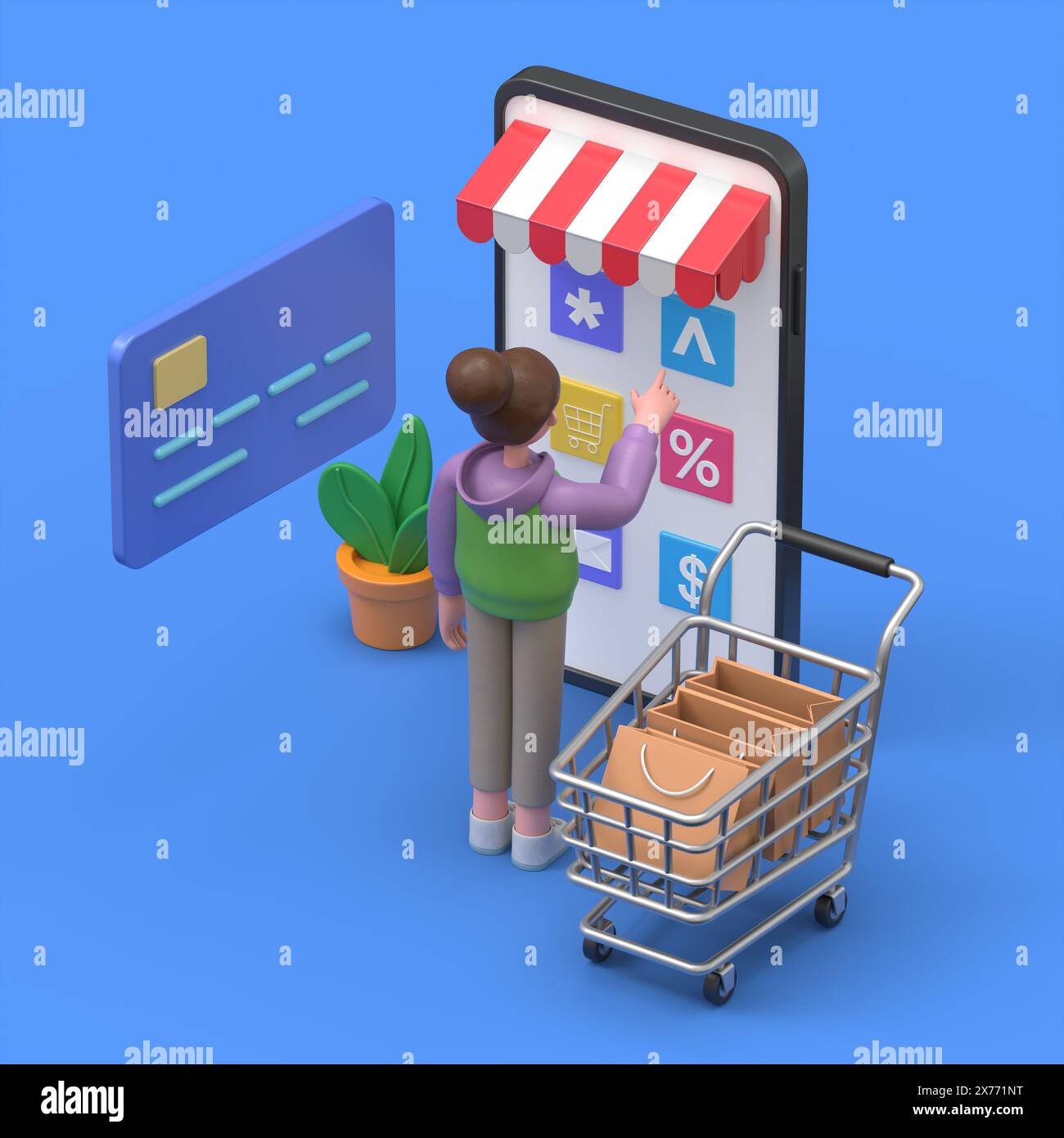 Online shopping concept with character. Can use for web banner ...
