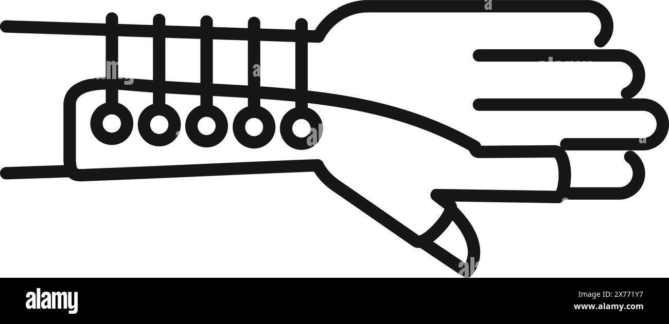 Simple line icon representing a hand positioning for a guitar chord ...