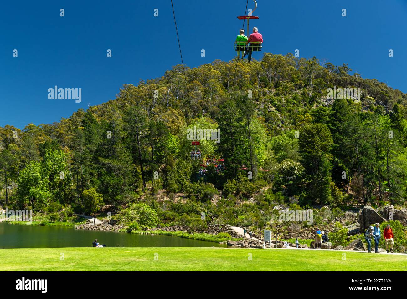 First Basin and the chairlift in Cataract Gorge in Launceston, Tasmania ...