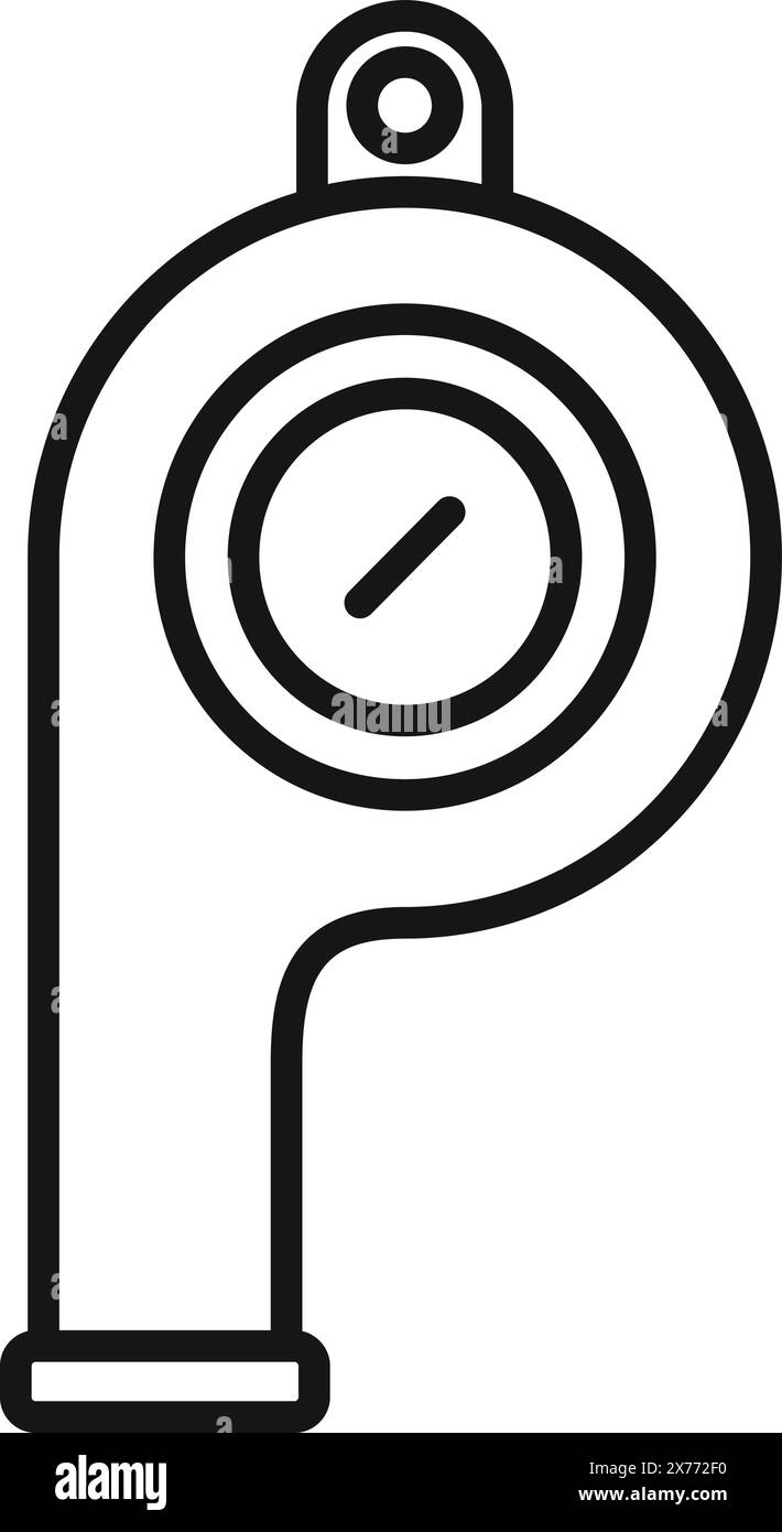 Simplified black and white line drawing of a whistle, suitable for ...