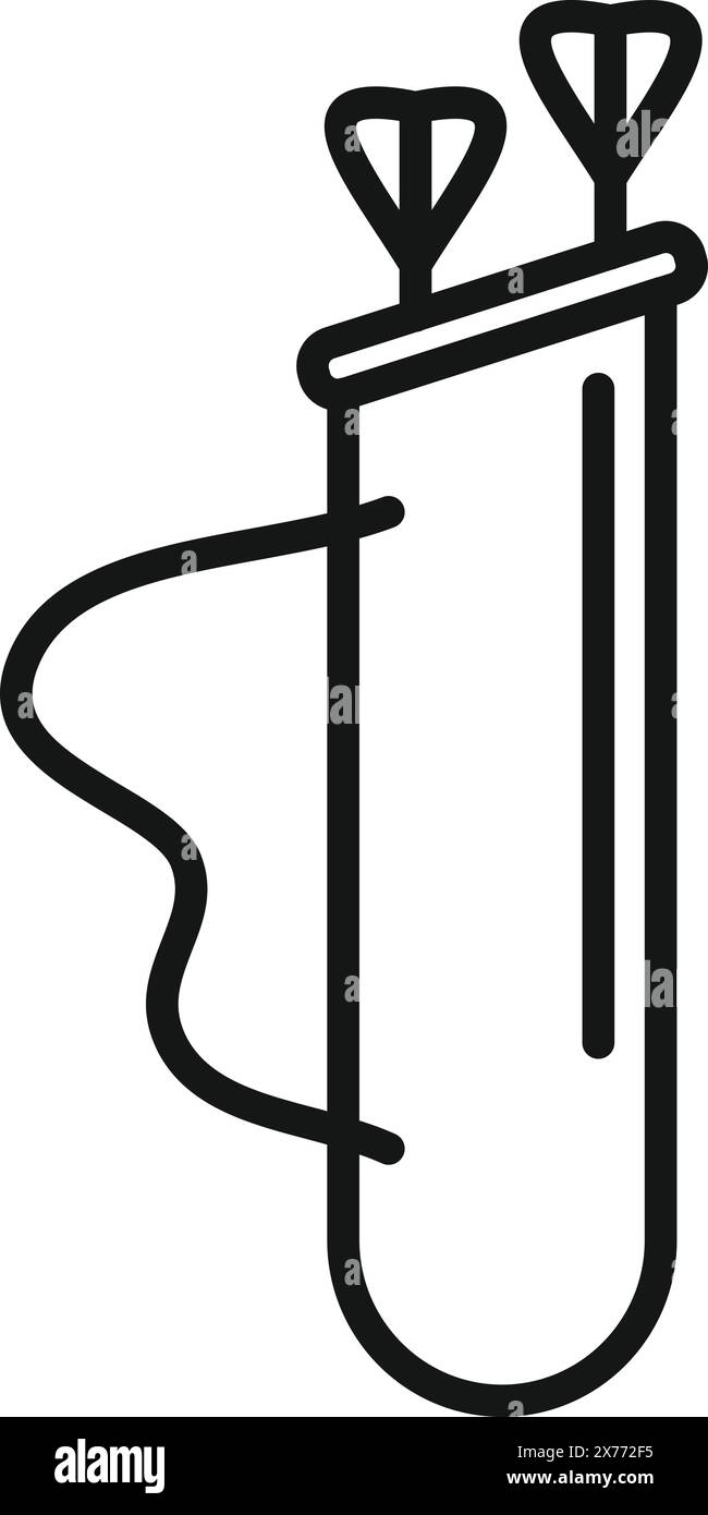 Black and white line drawing of a quiver with two arrows, simple and ...