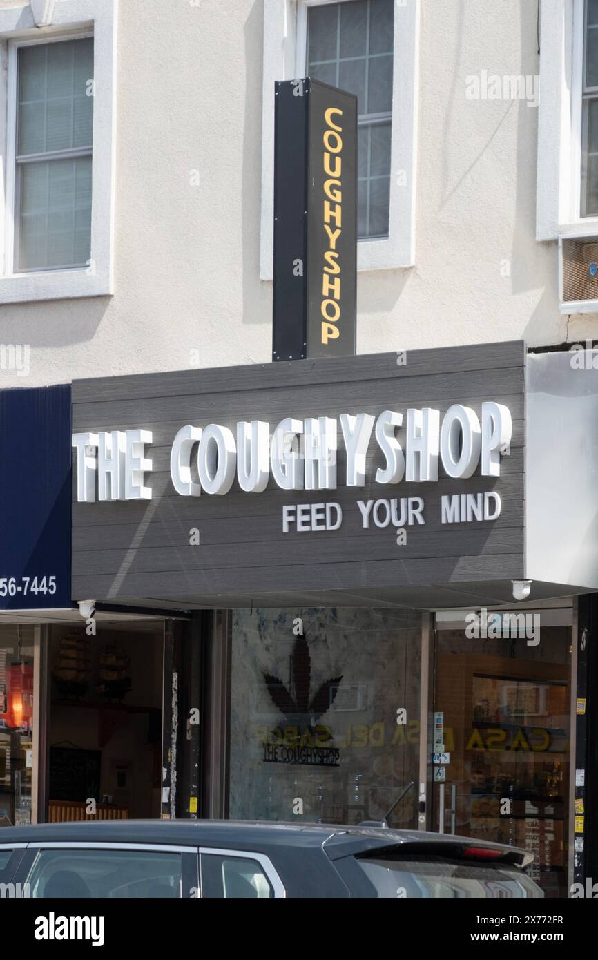 The exterior of the Coughy Shop, a cannabis dispensary on Broadway in ...