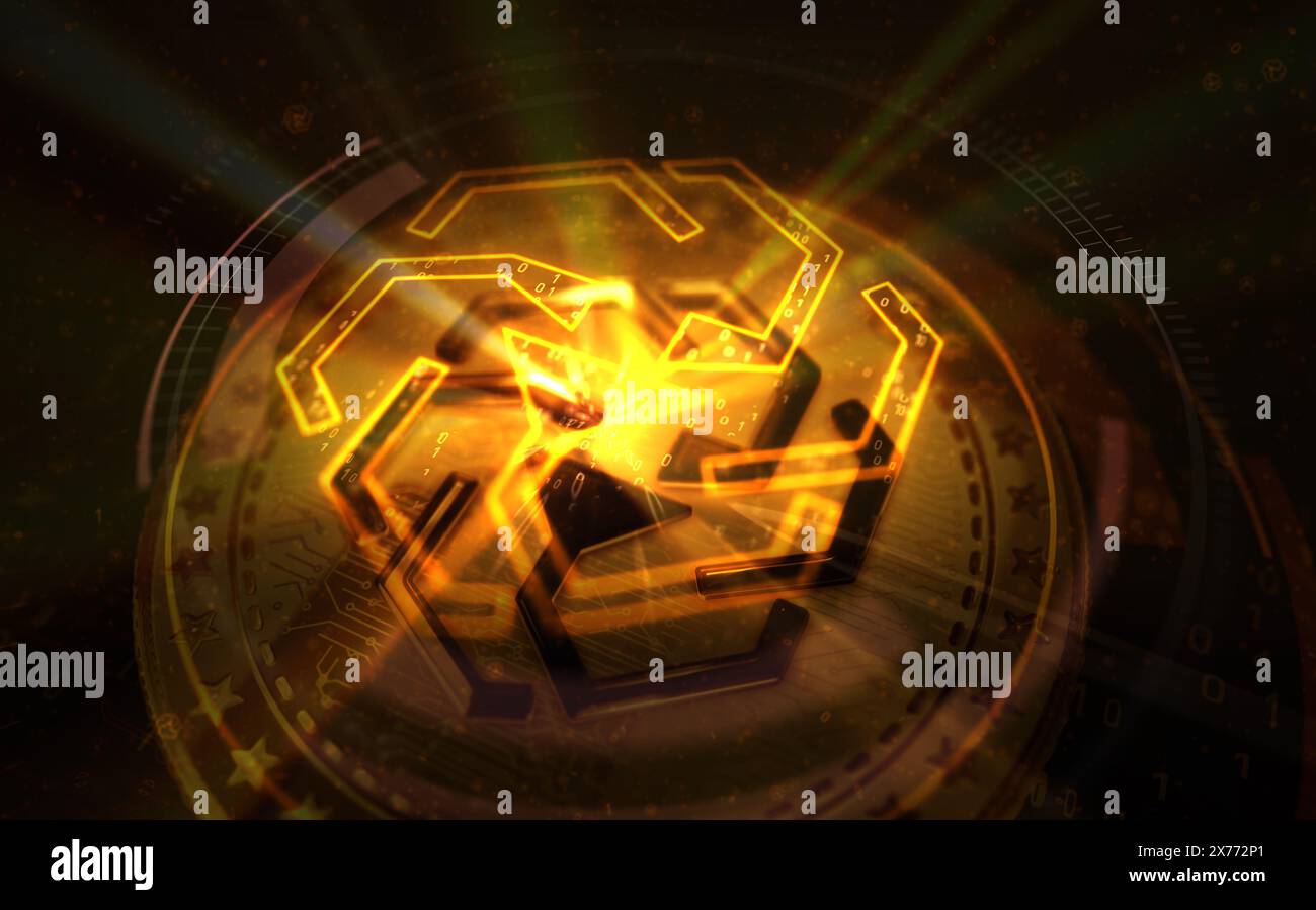 UNUS SED LEO cryptocurrency gold coin on green screen background ...