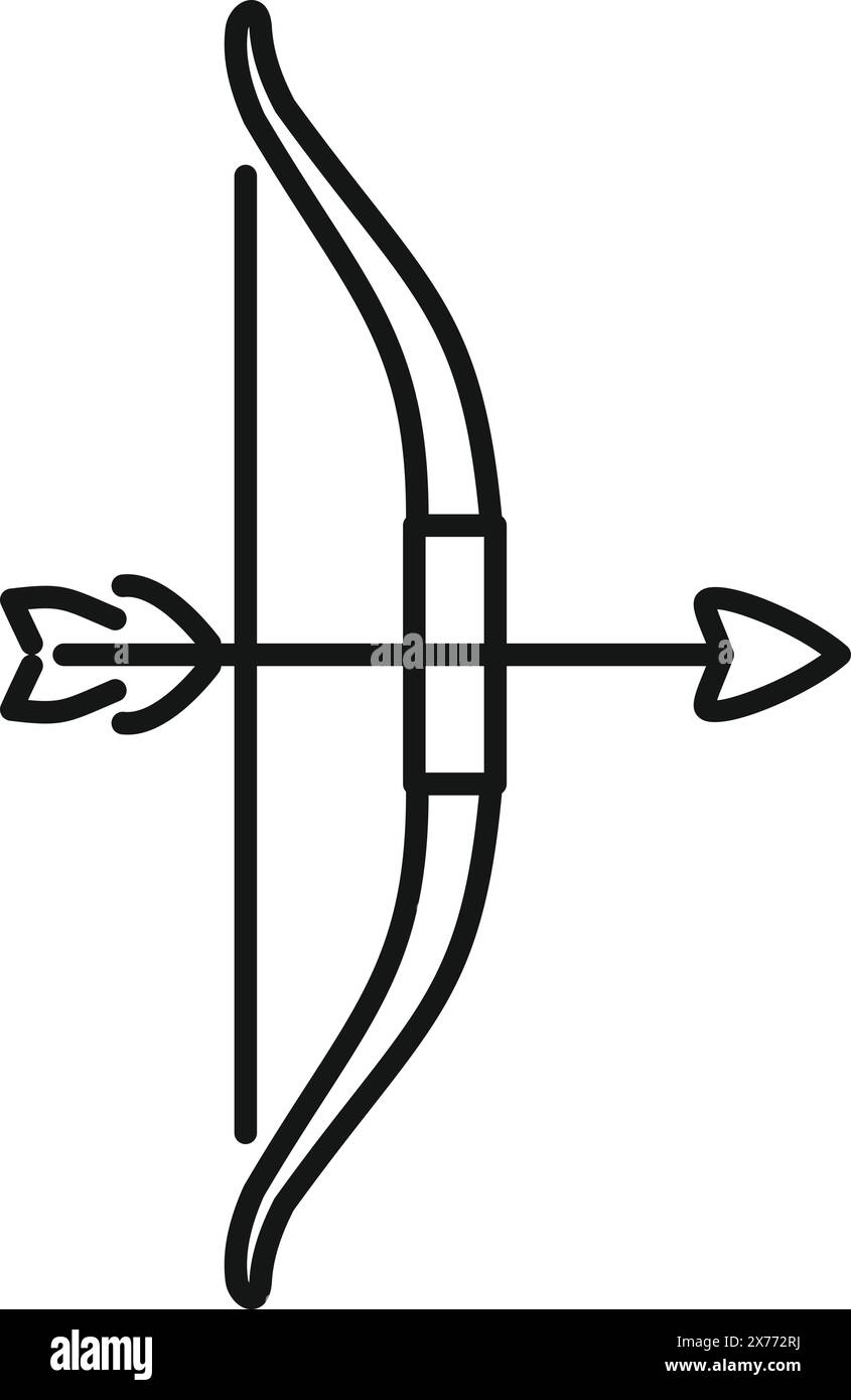 Minimalistic outline of a bow and arrow symbol, perfect for icon and ...