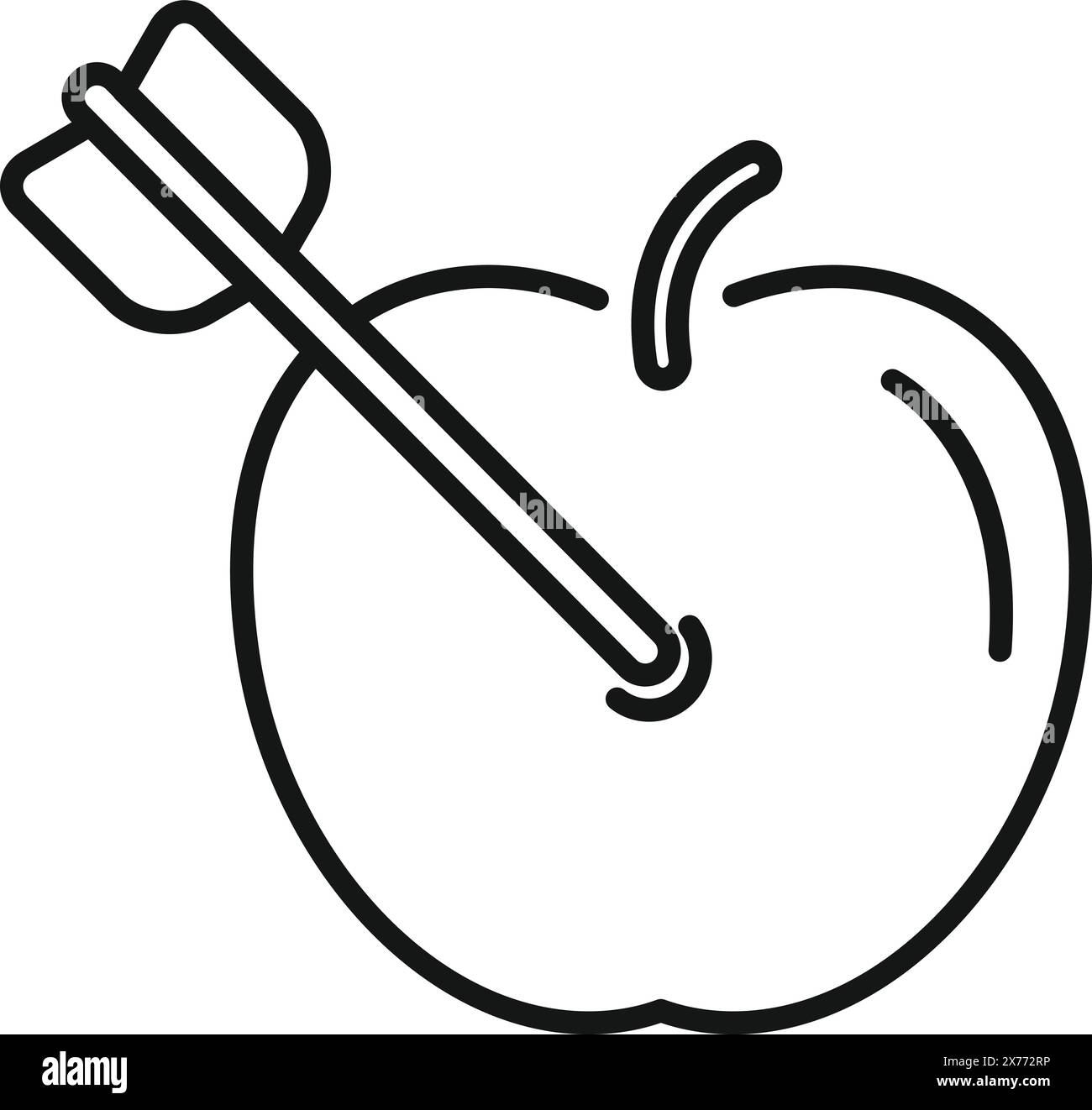 Line art illustration of an arrow struck into an apple, symbolizing ...