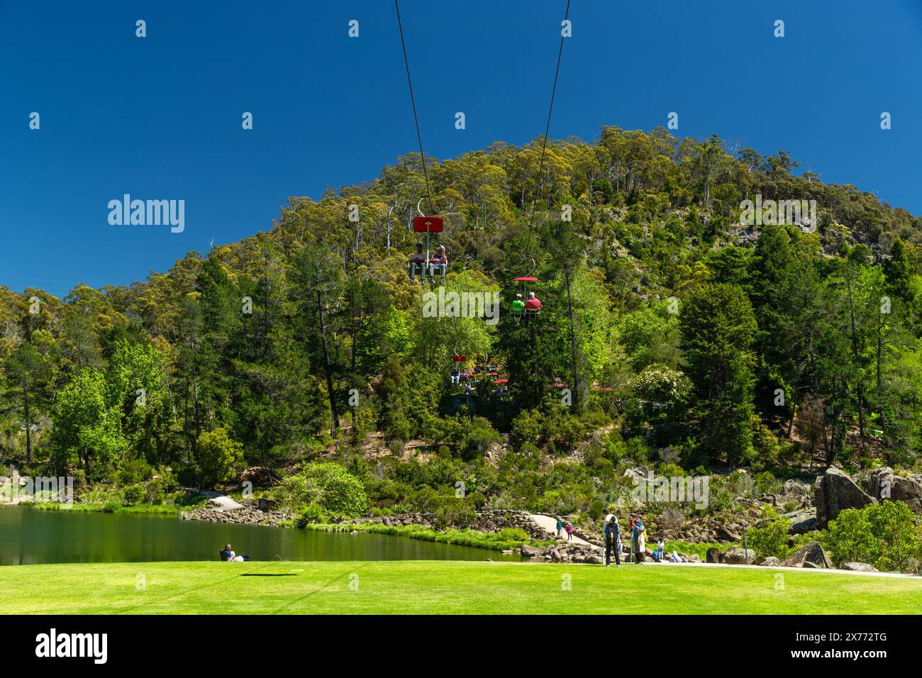 First Basin and the chairlift in Cataract Gorge in Launceston, Tasmania ...