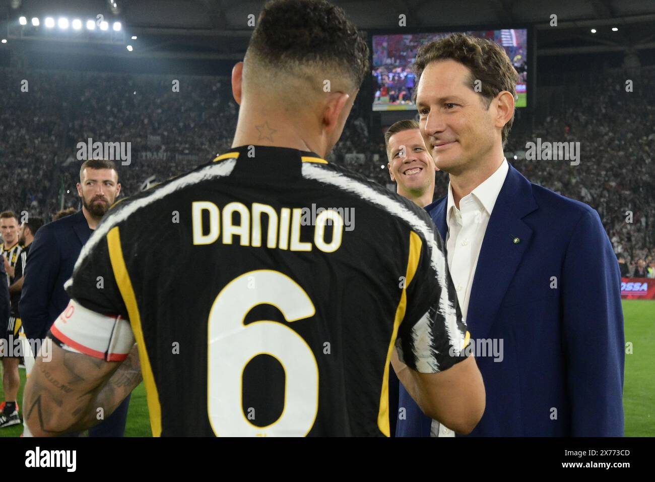 Roma, Italia. 15th May, 2024. John Elkann Juventus' Danilo during the Italian Cup final soccer ...