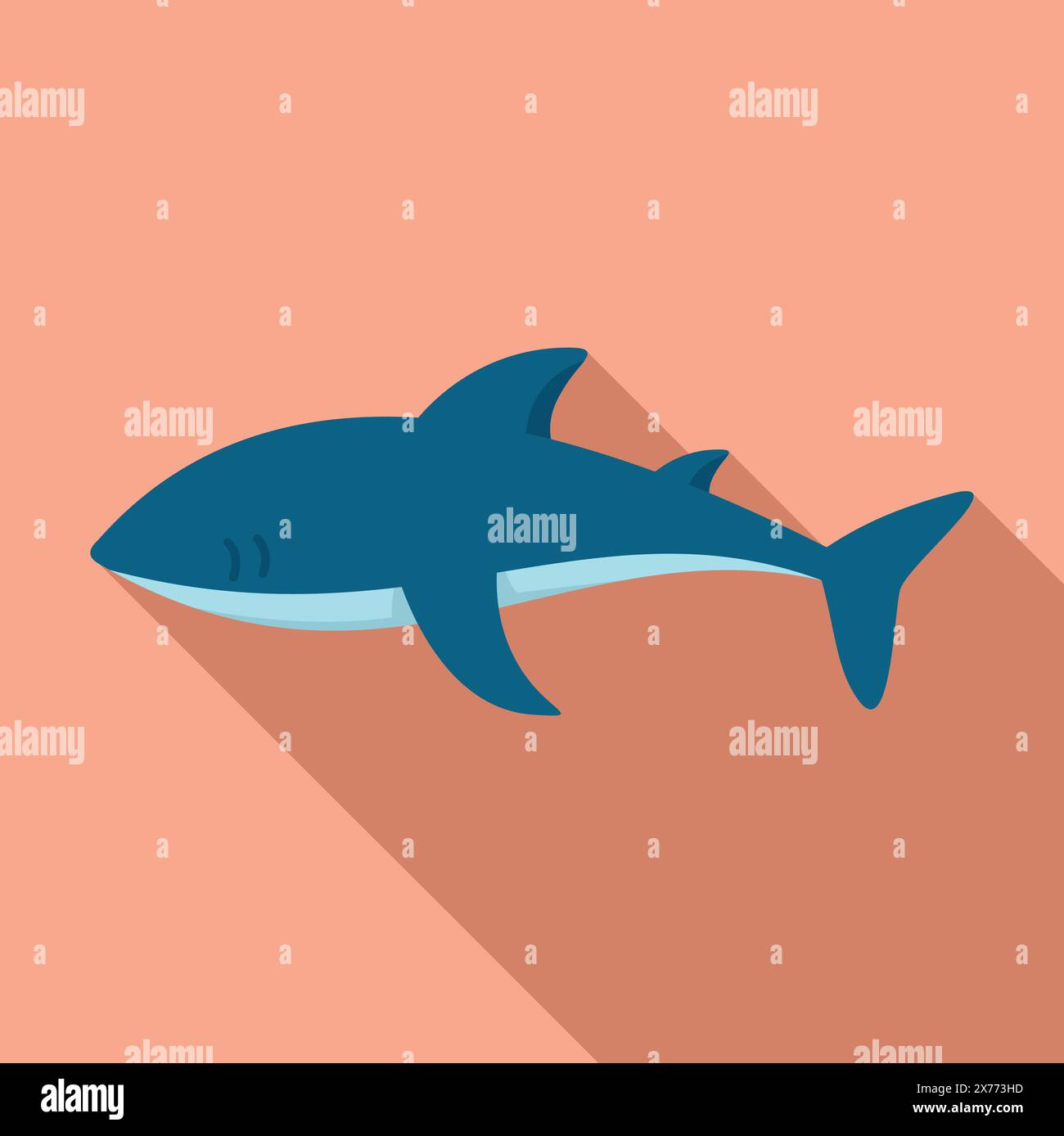 Flat design vector of a cute cartoon shark on a pastel background ...