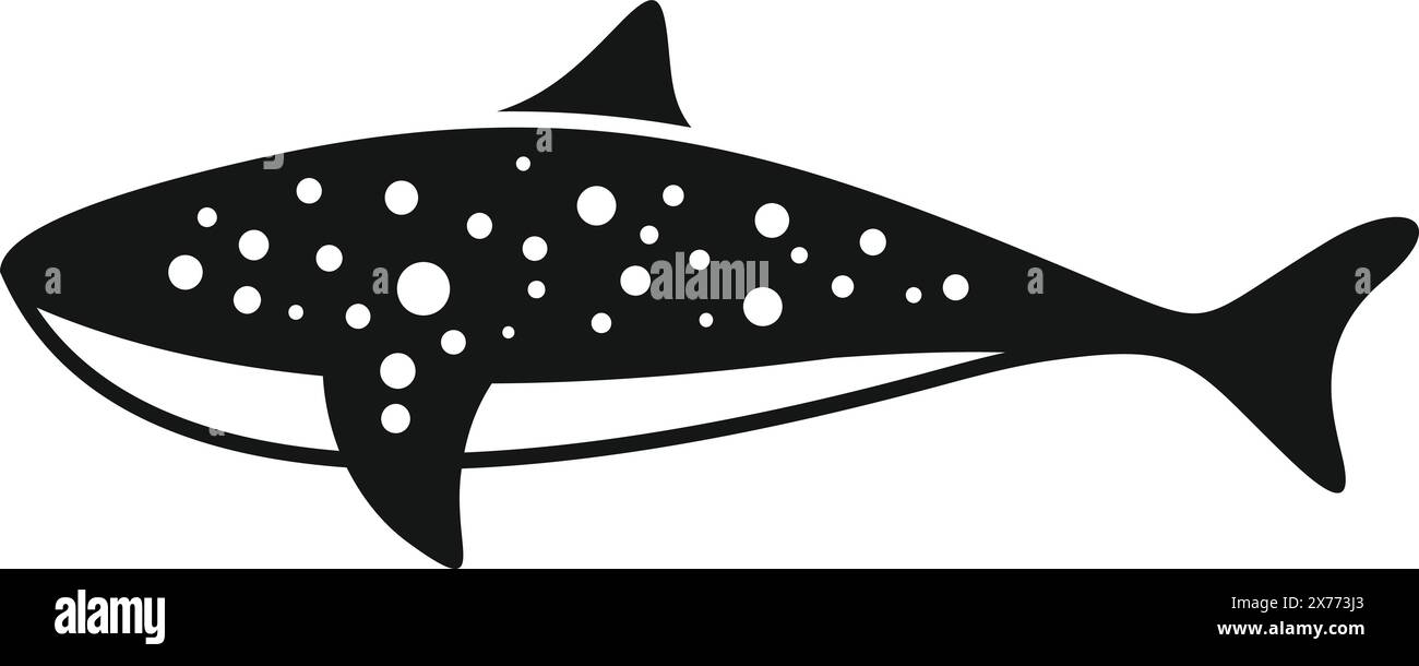 Black and white vector illustration of a fish with a pattern of spots ...