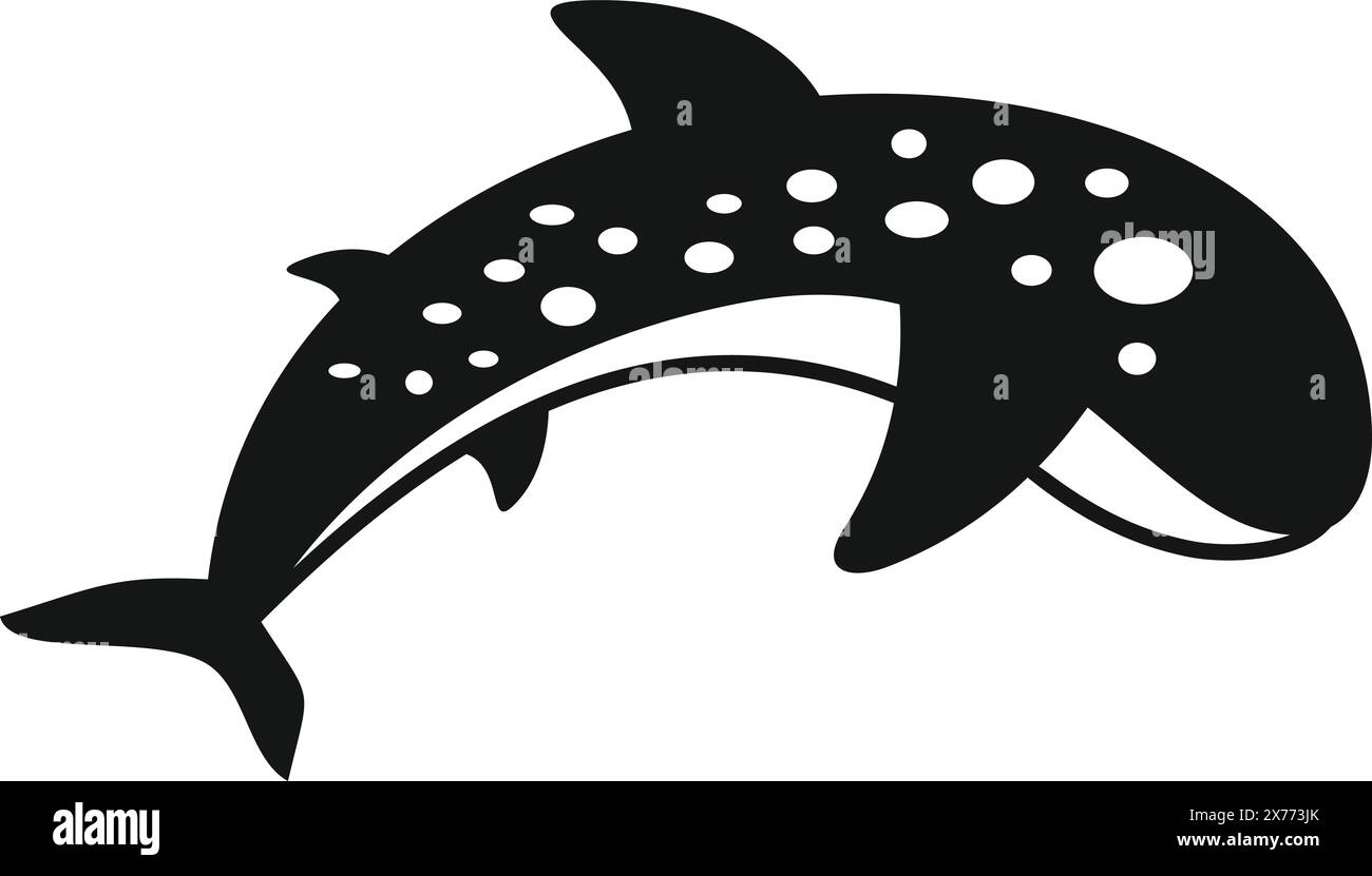 Black and white vector silhouette of an orca whale in midleap, isolated ...