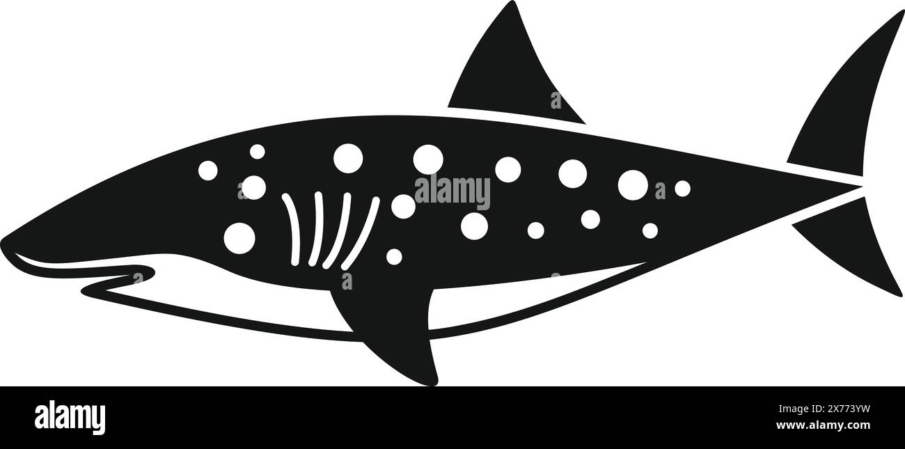 Minimalistic shark silhouette vector illustration in black and white ...