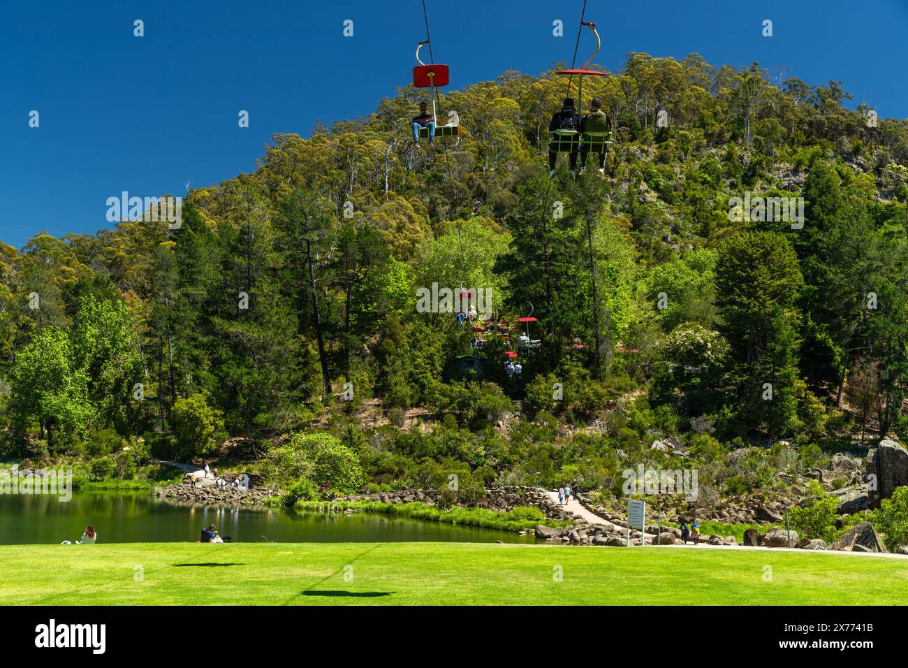 First Basin and the chairlift in Cataract Gorge in Launceston, Tasmania ...