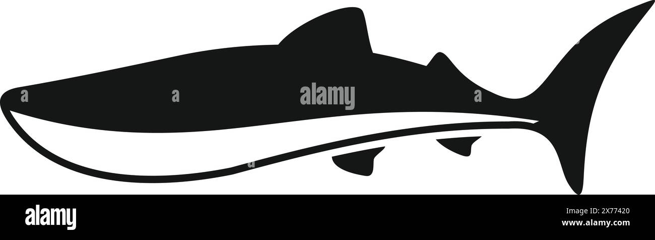 Simple black silhouette of a shark, ideal for logos and marine themes ...