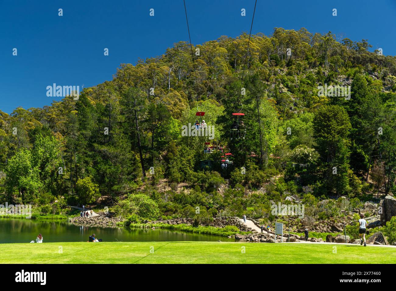 First Basin and the chairlift in Cataract Gorge in Launceston, Tasmania ...