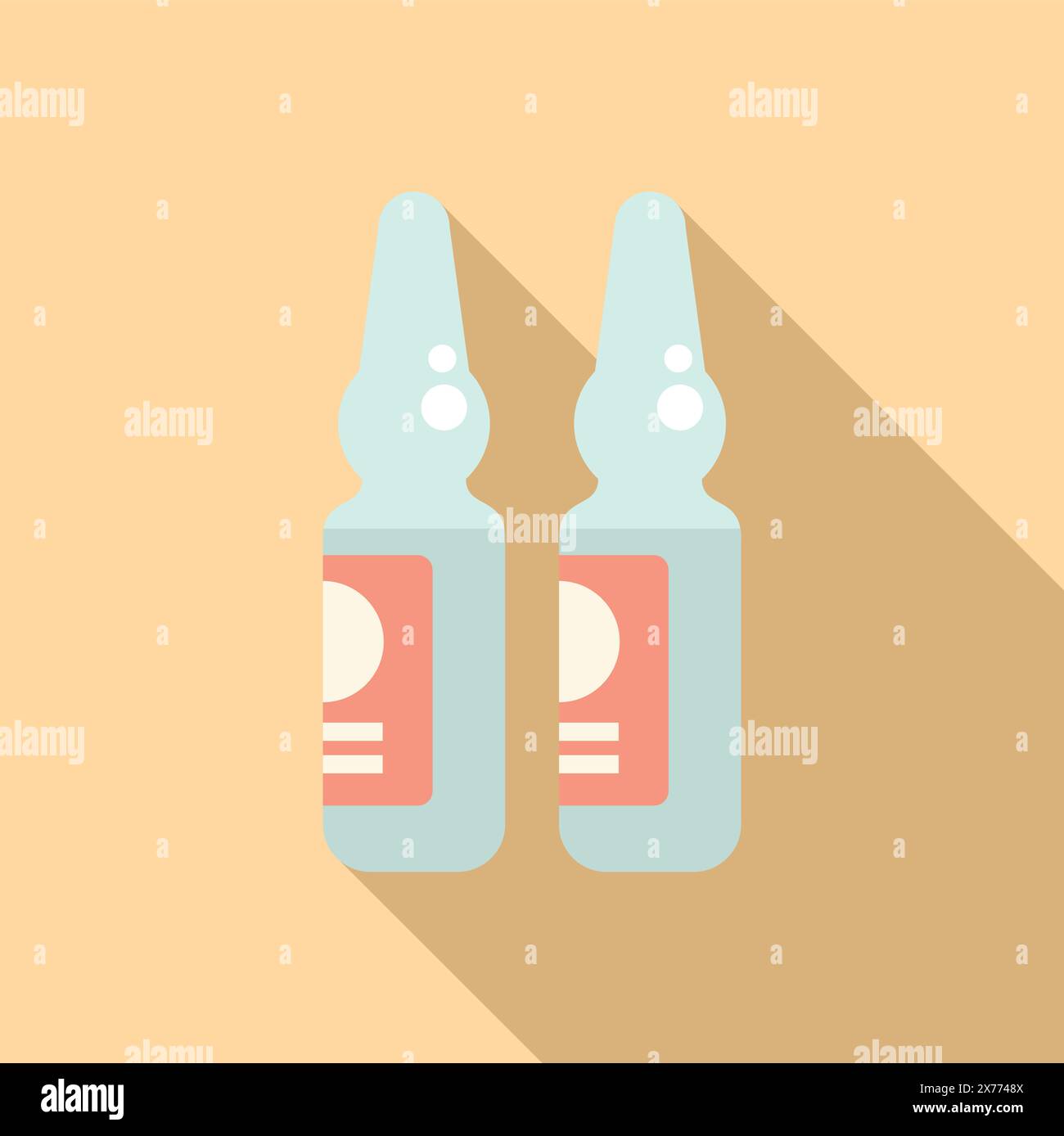Flat design vector of two nasal spray bottles with shadow, on a beige ...