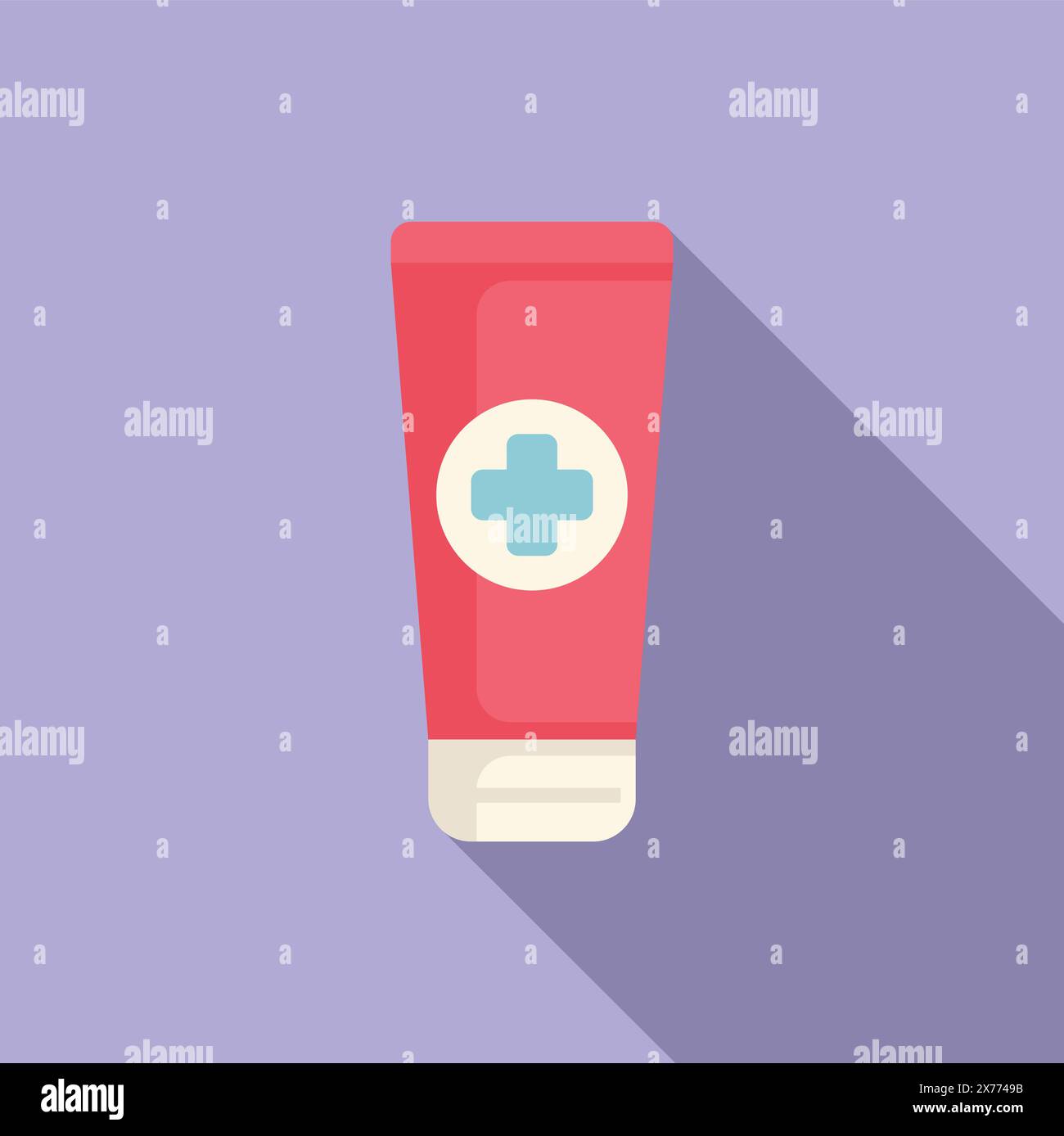Vector illustration of a flat design first aid ointment tube with a ...