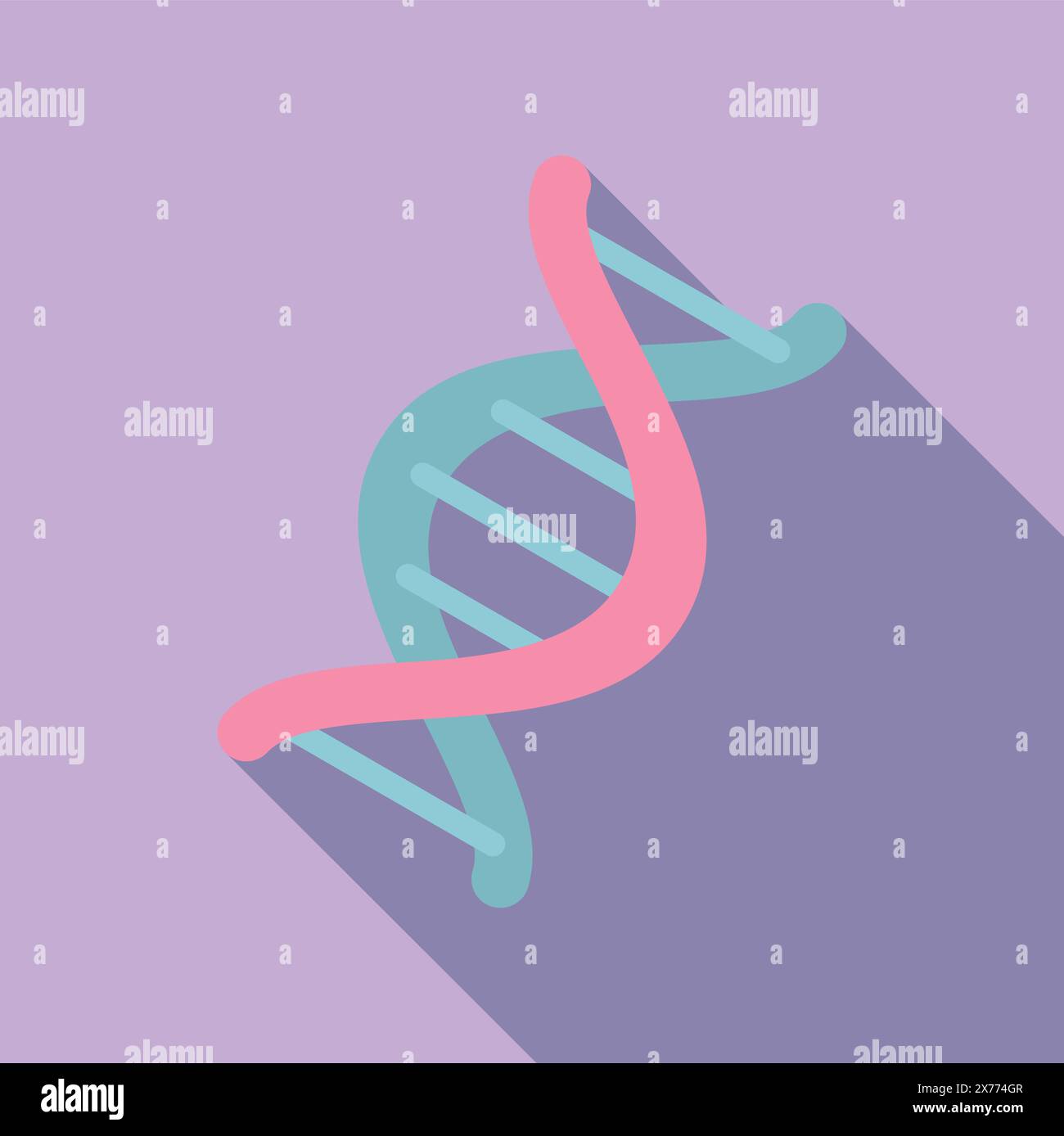 Simplified graphic of a dna helix in pink and blue tones, casting a ...
