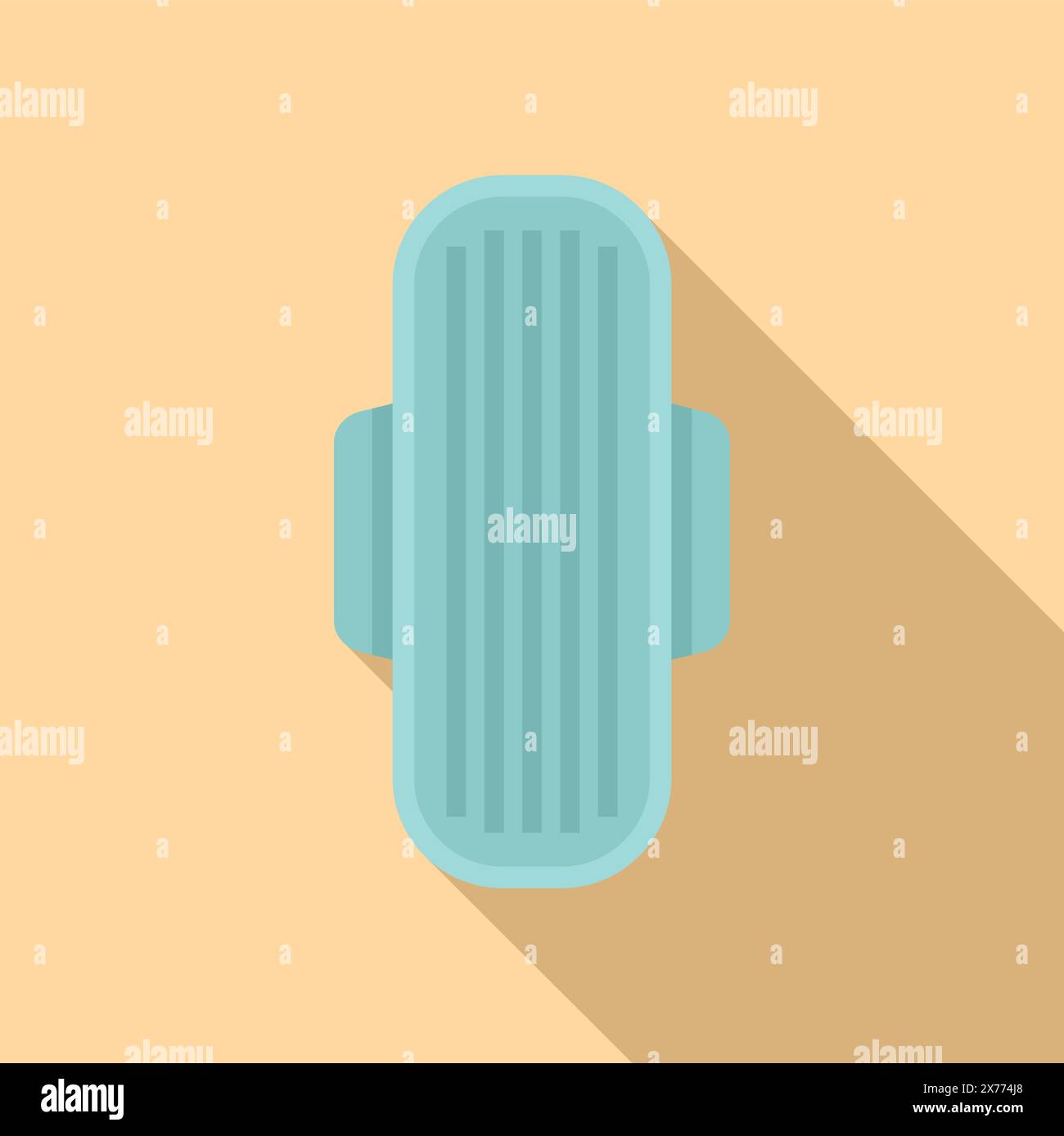 Digital illustration of a sanitary pad icon in flat design style with a ...