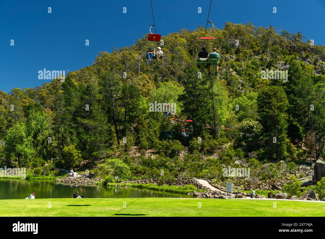 First Basin and the chairlift in Cataract Gorge in Launceston, Tasmania ...