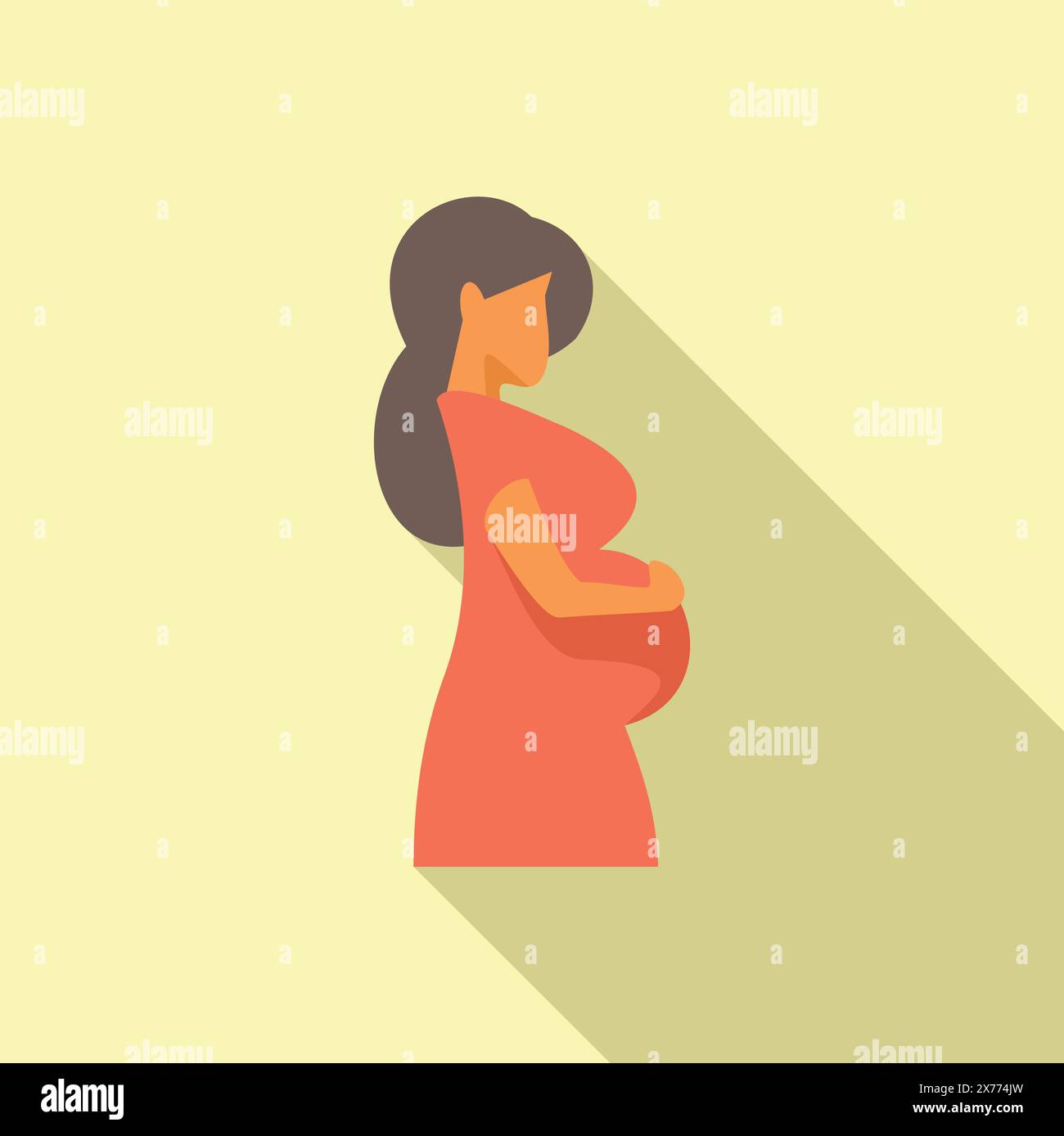 Minimalist illustration of a pregnant woman, casting a gentle shadow ...