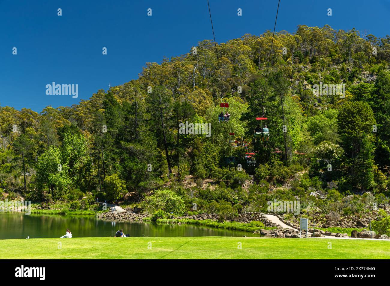First Basin and the chairlift in Cataract Gorge in Launceston, Tasmania ...