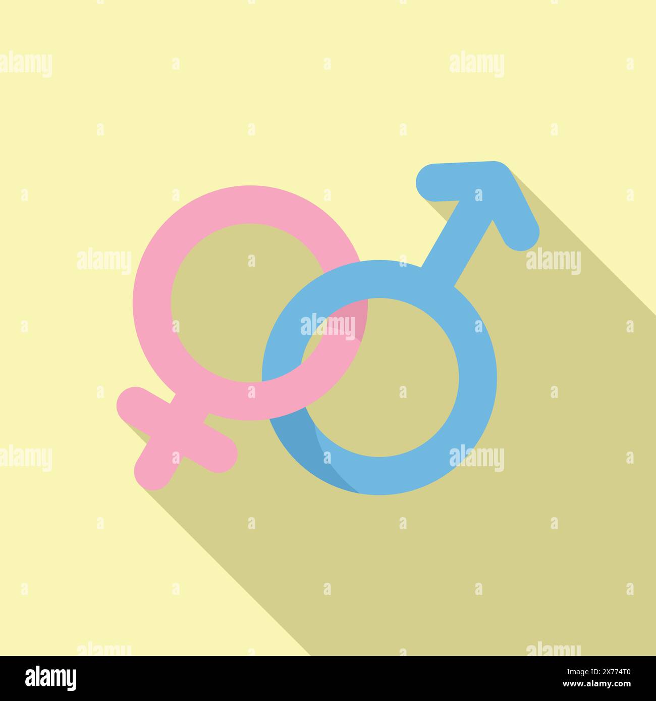 Illustration of interlocking male and female icons with shadow on a ...