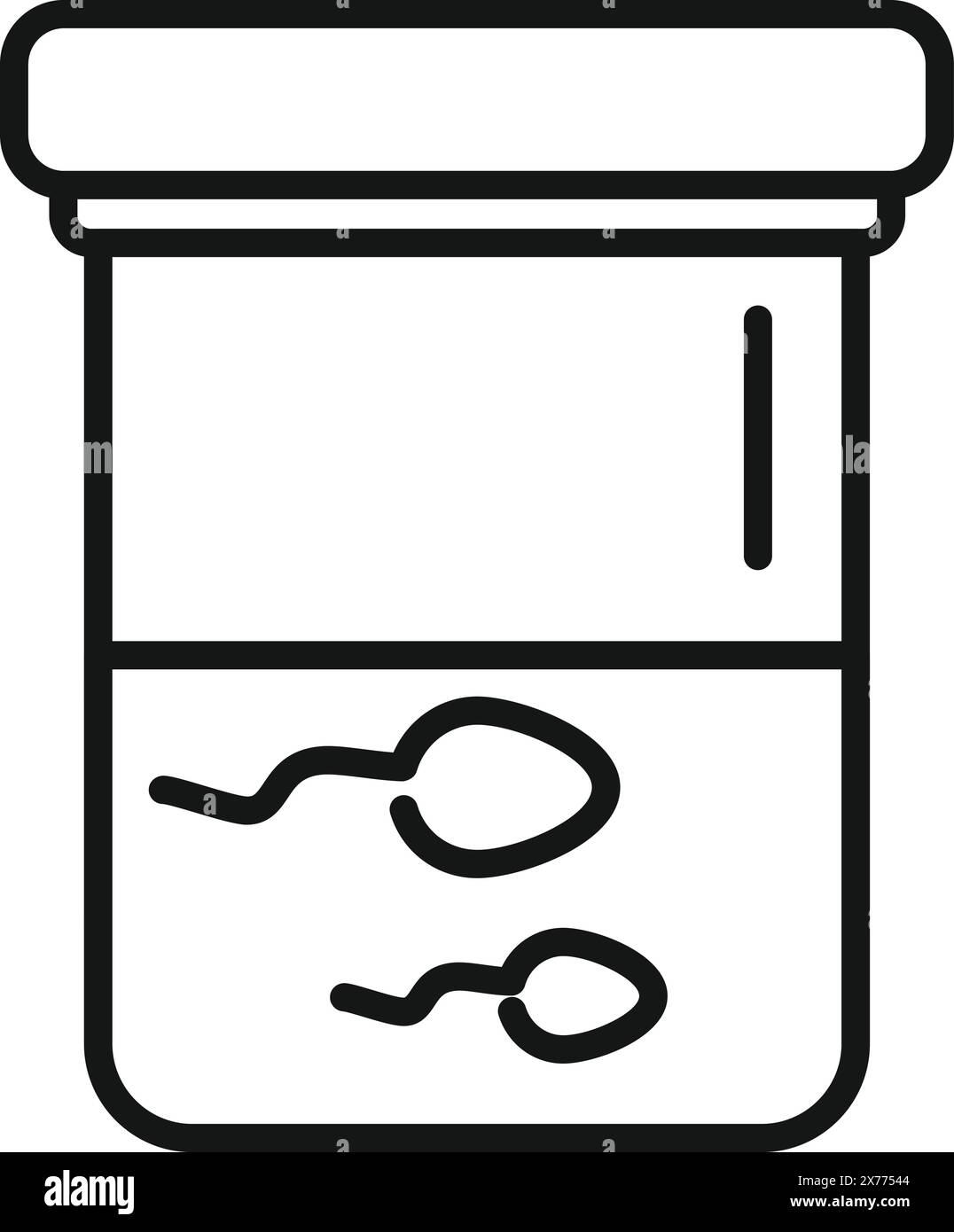 Line art icon of a test tube containing cell samples for science and ...