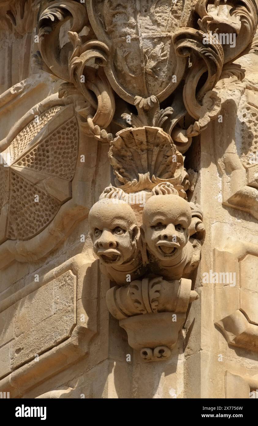Italy, Sicily, Scicli (Ragusa province), religious statue on the ...