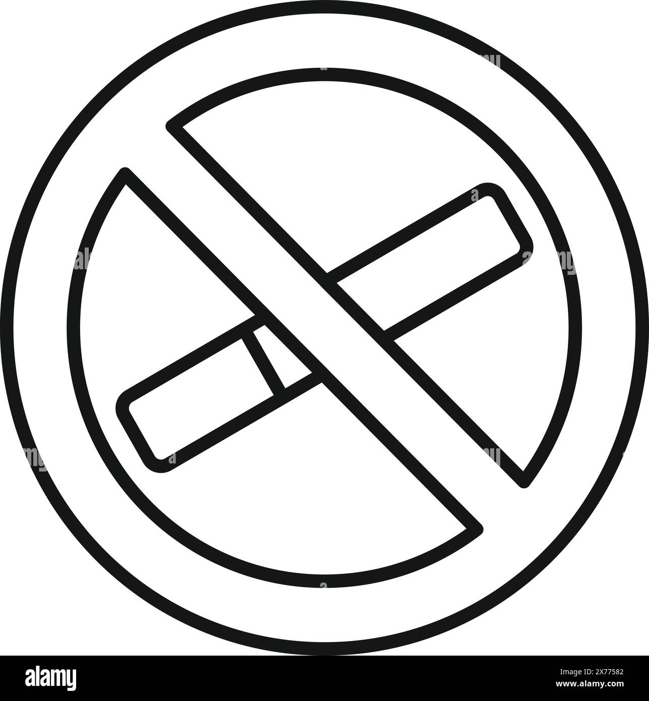 Simple line art illustration of a no smoking symbol, easy to use for public health messages ...