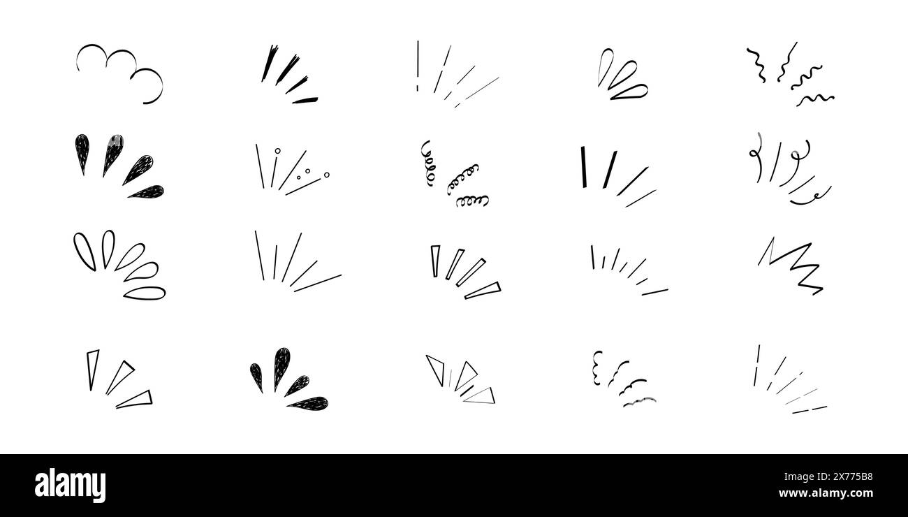 Pop line frame comic anime effect healine mark, suprise doodle emotions ...