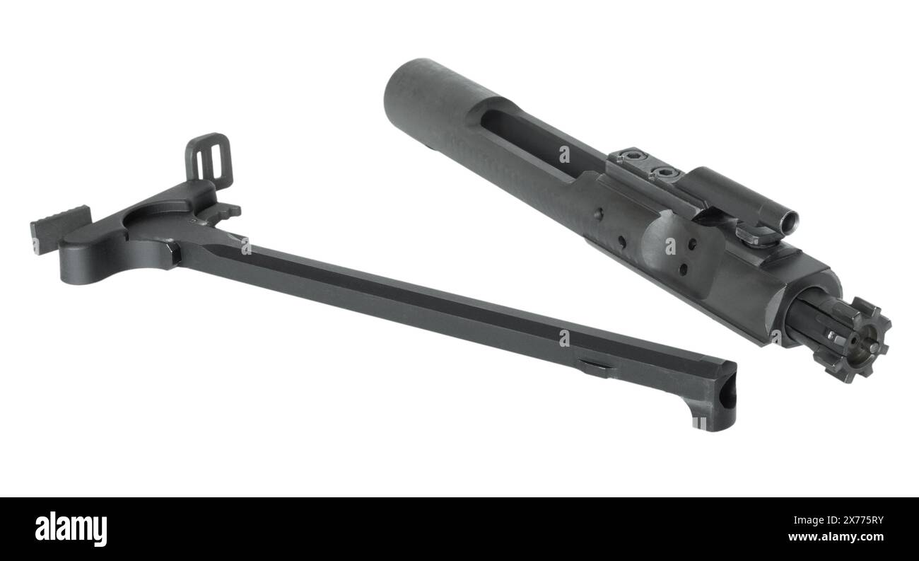 Charing handle and bolt carrier group removed from an assault rifle ...