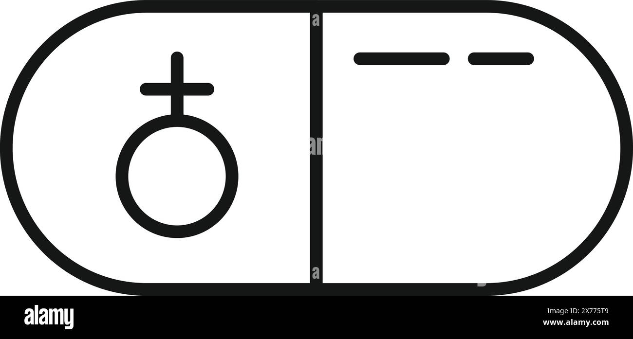 Vector illustration of a capsule pill with a gender equality symbol ...