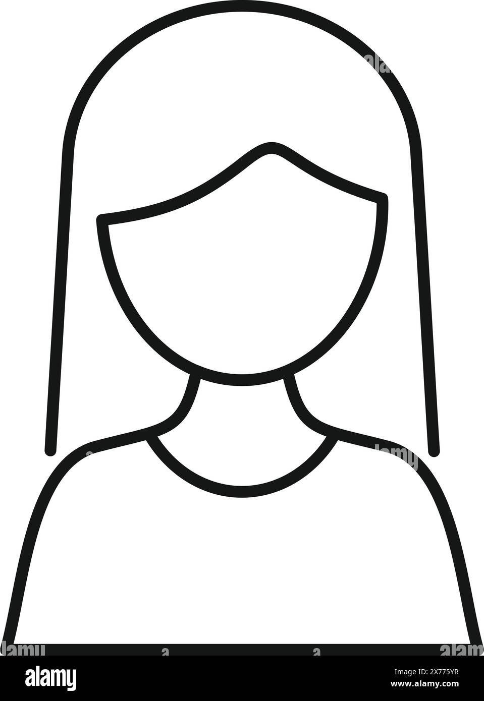 Minimalistic black and white female avatar icon with simple line ...