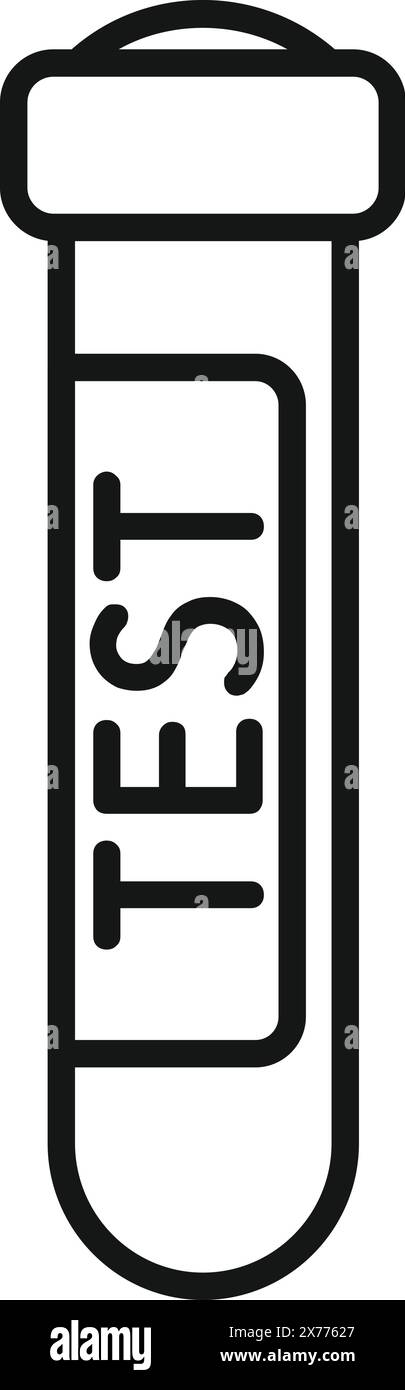 Simple black and white line icon of a test tube labeled test Stock ...