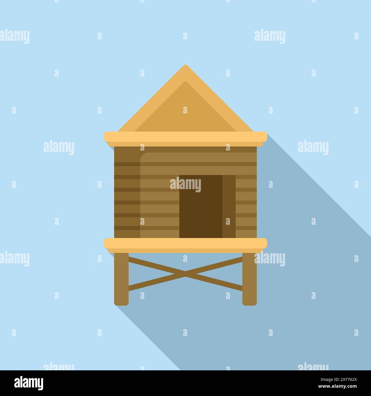 Illustration of a simple wooden lifeguard hut on a blue background ...