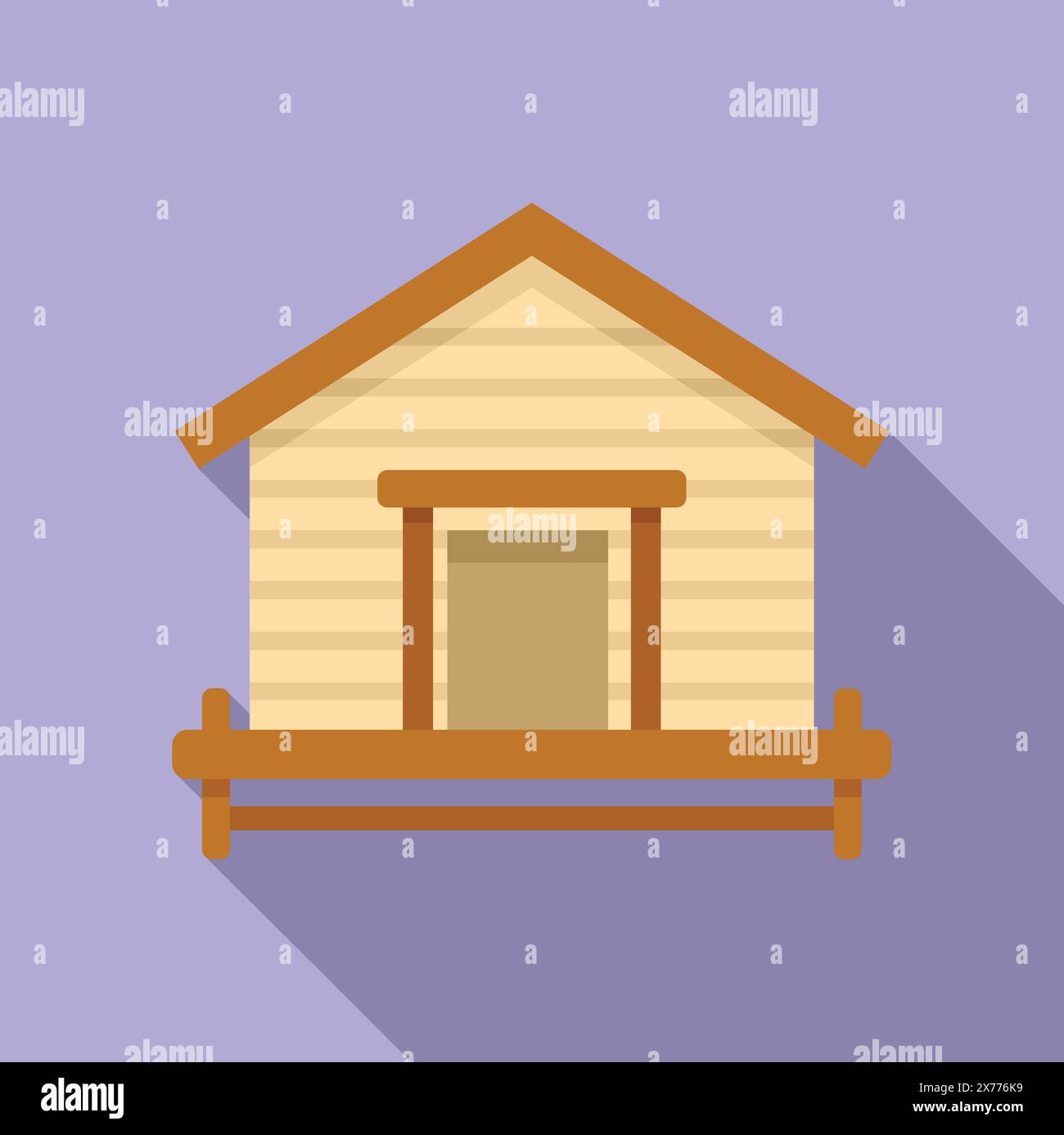 Simple digital graphic of a charming wooden log cabin with a shadow, on ...