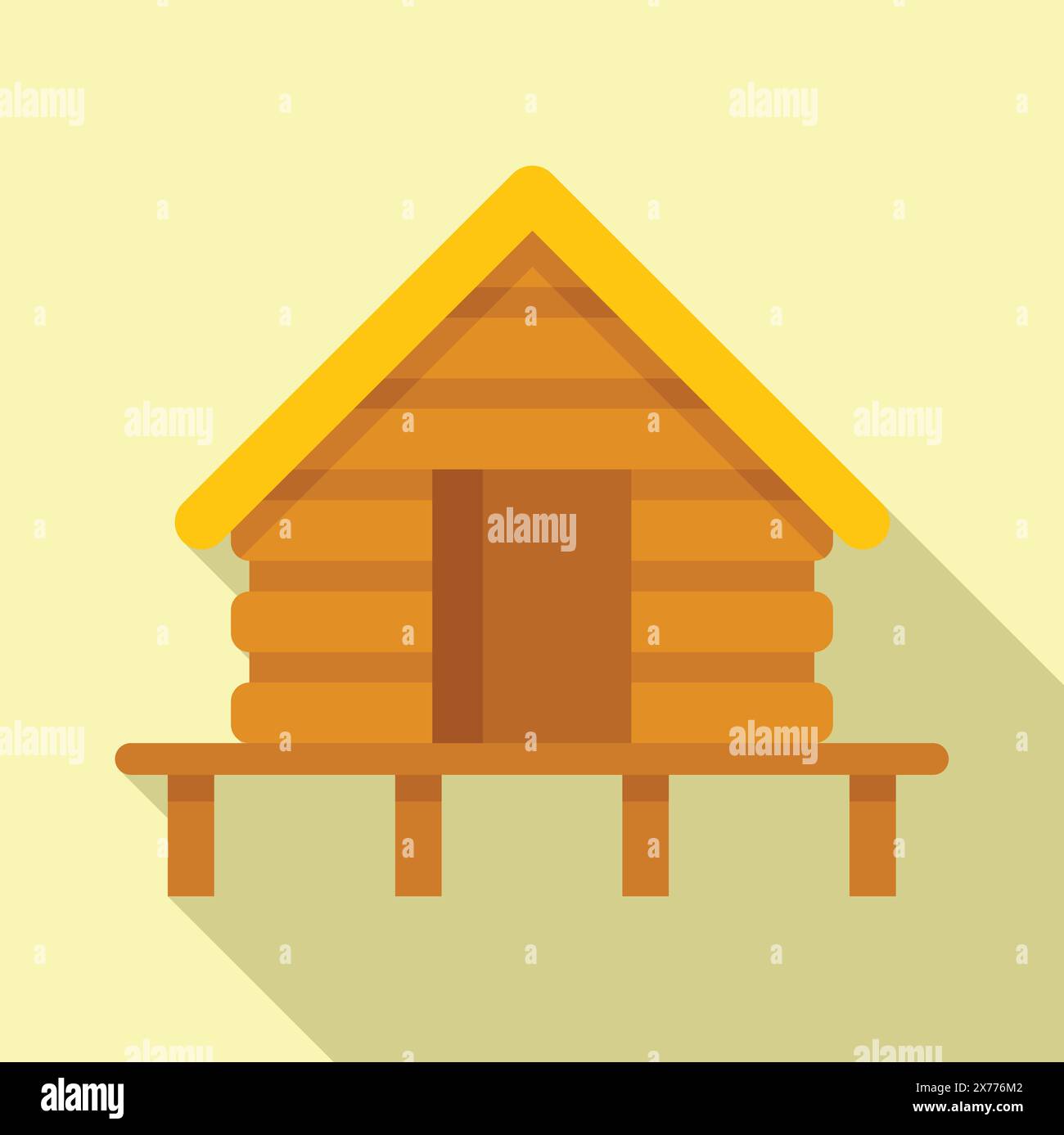 Illustration of a cozy. Warm. Rustic log cabin in the countryside a ...
