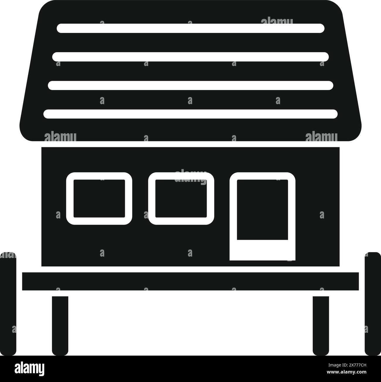 Simple vector icon depicting a stylized house with a pitched roof and a ...