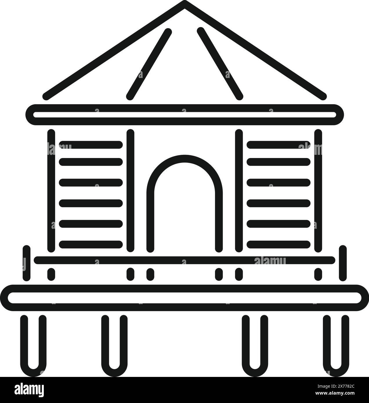 Vector line art drawing of a traditional building exterior with columns ...