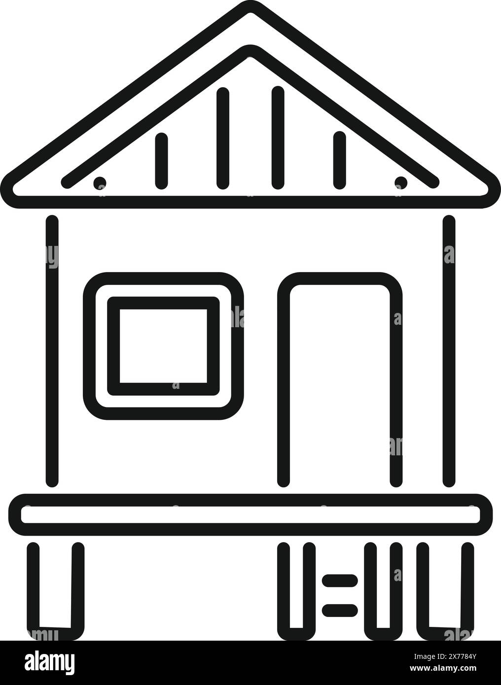 Black and white vector drawing of a stylized house icon, perfect for ...